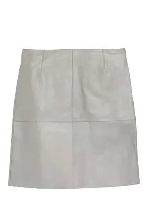 TOTEME Paneled A-line Leather Skirt - Grey