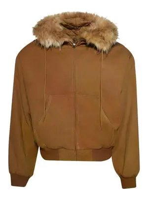 PRAYING Fur-trimmed Hooded Jacket - Brown
