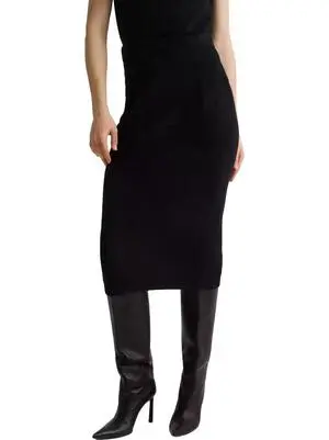 St. John Rib-knit Midi Skirt - Black
