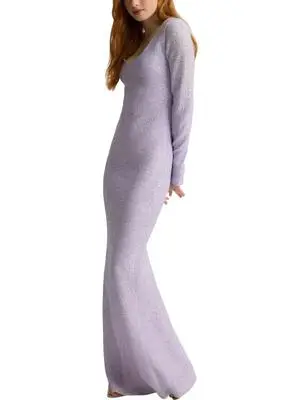 St. John Sequin Knit Maxi Dress - Purple