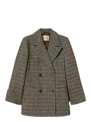 TWINSET Herringbone Double-breasted Coat - Brown