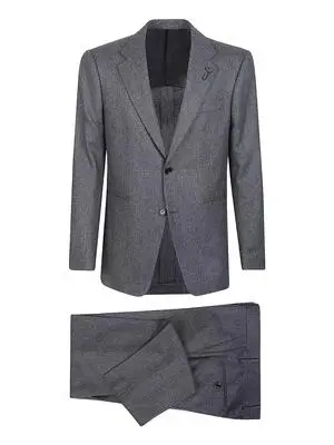 LARDINI Pinstripe Wool Suit - Grey