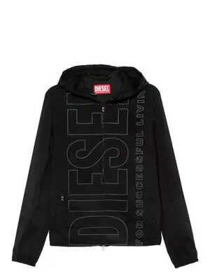 DIESEL® Logo-print Hooded Jacket - Black