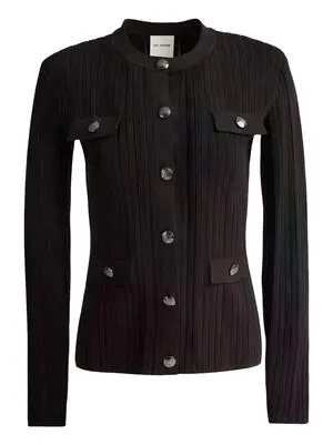 ST. JOHN Ribbed Knit Button-Front Jacket