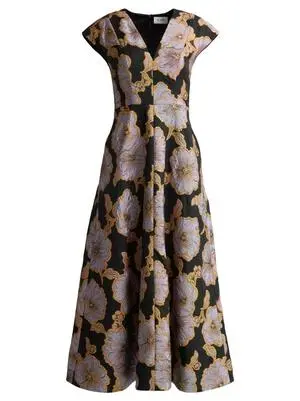 St. John Floral-jacquard Maxi Dress - Black