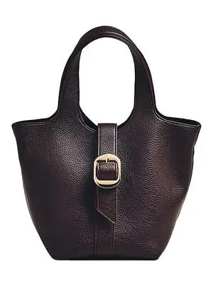 Anthropologie Pebbled Mini Bucket Tote - Chocolate