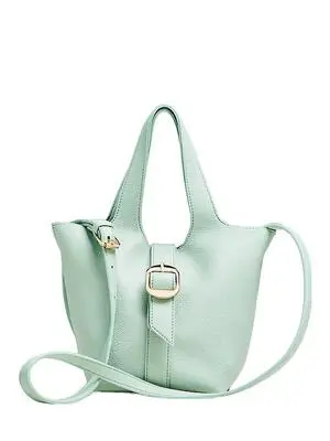 Anthropologie Pebbled Mini Bucket Tote - Light Green