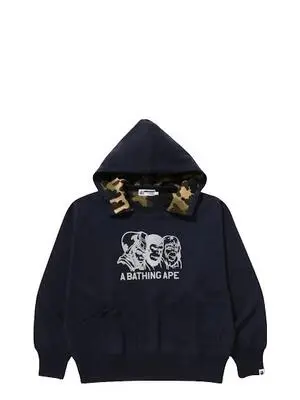 A BATHING APE Double Face Pullover Legacy Hoodie - Navy Blue