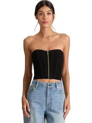 Alice + Olivia Tasha Zip Front Corset - Black
