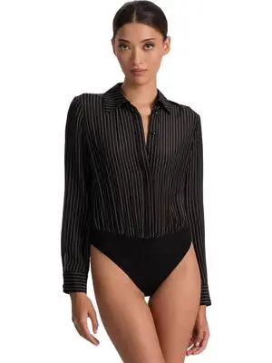 Alice + Olivia Willa Silk Bodysuit - Black