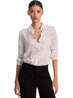 Alice + Olivia Willa Silk Blouse - Denim