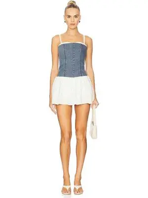 Show Me Your Mumu Tiffany Skort Dress - Denim With Cream