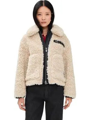 SAVE THE DUCK Hester Faux Shearling Jacket Shore Beige