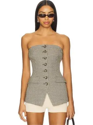 FAVORITE DAUGHTER Phoebe Bustier Top - Chesire Houndstooth