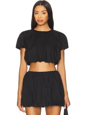 Show Me Your Mumu Highland Crop Top - Black Poplin