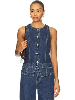 Show Me Your Mumu Midland Denim Vest Top - Deep Well Indigo