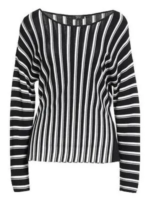 MARC CAIN Intarsia-knit Striped Lightweight Knit Sweater - Black