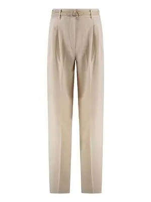 MAX MARA STUDIO Stretch Wool Trousers - Beige