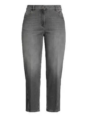 Peserico Tapered Jeans With Leather Trims - Grey