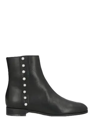 POLLINI Leather Ankle Boots With Appliqués