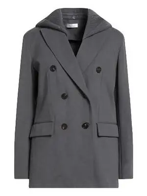 PANICALE Double-breasted Blazer With Detachable Hood - Grey