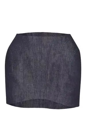 MUGLER Corset-detailing Denim Mini Skirt - Blue