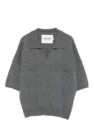GOTHA V-neck Polo Top - Grey