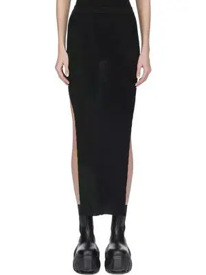 RICK OWENS Ribbed Knit Side-Split Skirt