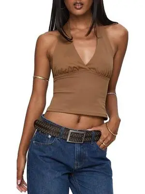Princess Polly Whimsy Halter Top - Chocolate