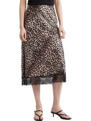 Rails Ebony Leopard Print Lace Satin Skirt - Nala