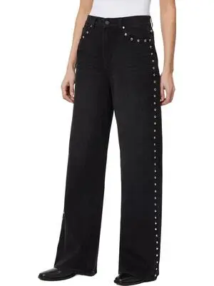 Habitual Gemma Studded High-waist Wide-leg Jeans - Jet Black