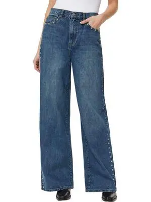 Habitual Gemma Studded High-waist Wide-leg Jeans - Lake