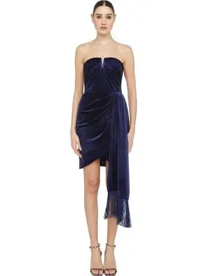 Theia Ursula Strapless Velvet Mini Dress - French Navy