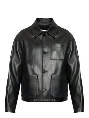 Loewe Button-fastening Leather Jacket - Black