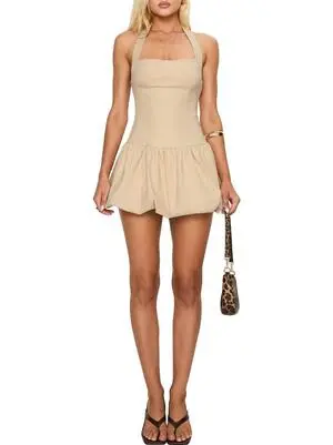 Princess Polly Gigli Bubble Halter Mini Dress - Beige