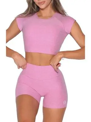 BOMBSHELL SPORTSWEAR Core Strength Cropped Tee Candy Pink