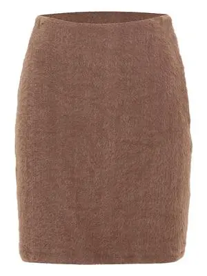 THEO THE LABEL Carme Plush Lace Pull-on Skirt - Cappuccino