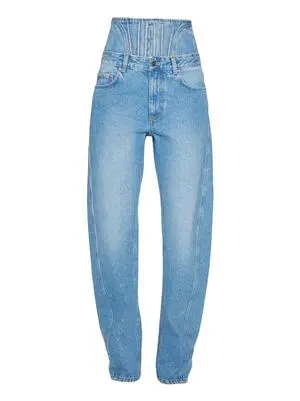 MUGLER High-waisted Corset Jeans - Blue