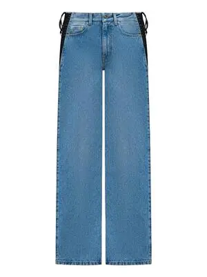MUGLER Straight Leg Jeans With Lace Detail - Blue