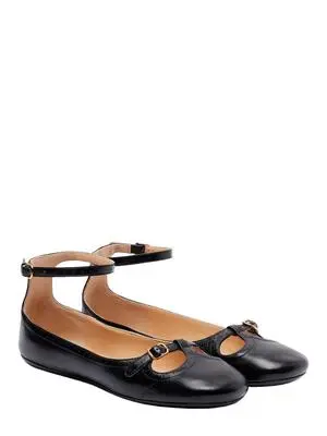 Chloé Leonore Leather Ballet Flats - Black