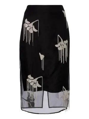 RÓHE Embellished Silk Midi Skirt - Black