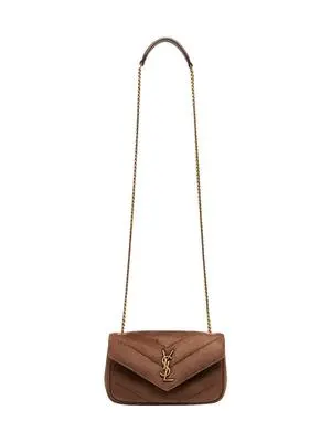 Saint Laurent Loulou Mini Suede Shoulder Bag - Brown