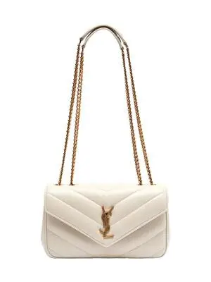 Saint Laurent Saint Laurent Loulou Small Leather Shoulder Bag White