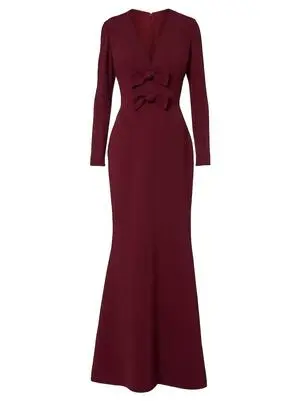 Elie Saab Bow-detail Cady Gown - Burgundy