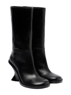 Dries Van Noten Leather Wedge Knee-high Boots - Black