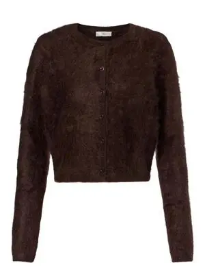 FRAME Teddy Cropped Cashmere Cardigan - Brown