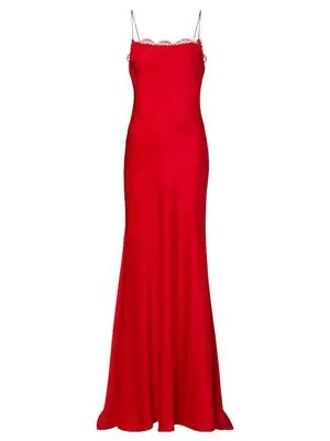 Alex Perry Lace-trimmed Crêpe Satin Gown - Red