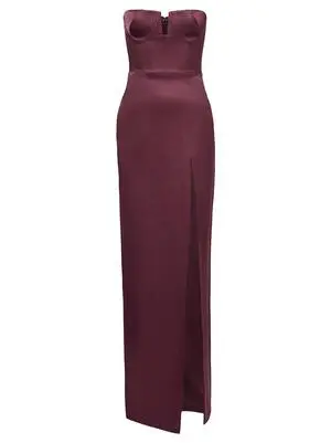 Alex Perry Crêpe Satin Bustier Gown - Burgundy