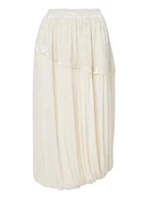XU ZHI Layered Velvet-trimmed Midi Skirt - White