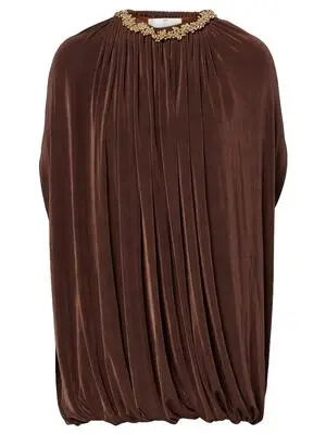 XU ZHI Embellished Draped Mini Dress - Brown